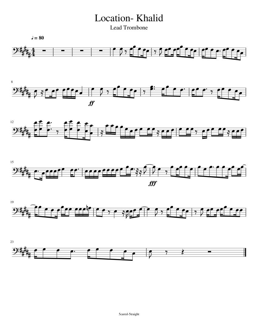 Location Khalid tbn1 Sheet music for Trombone (Solo) | Musescore.com