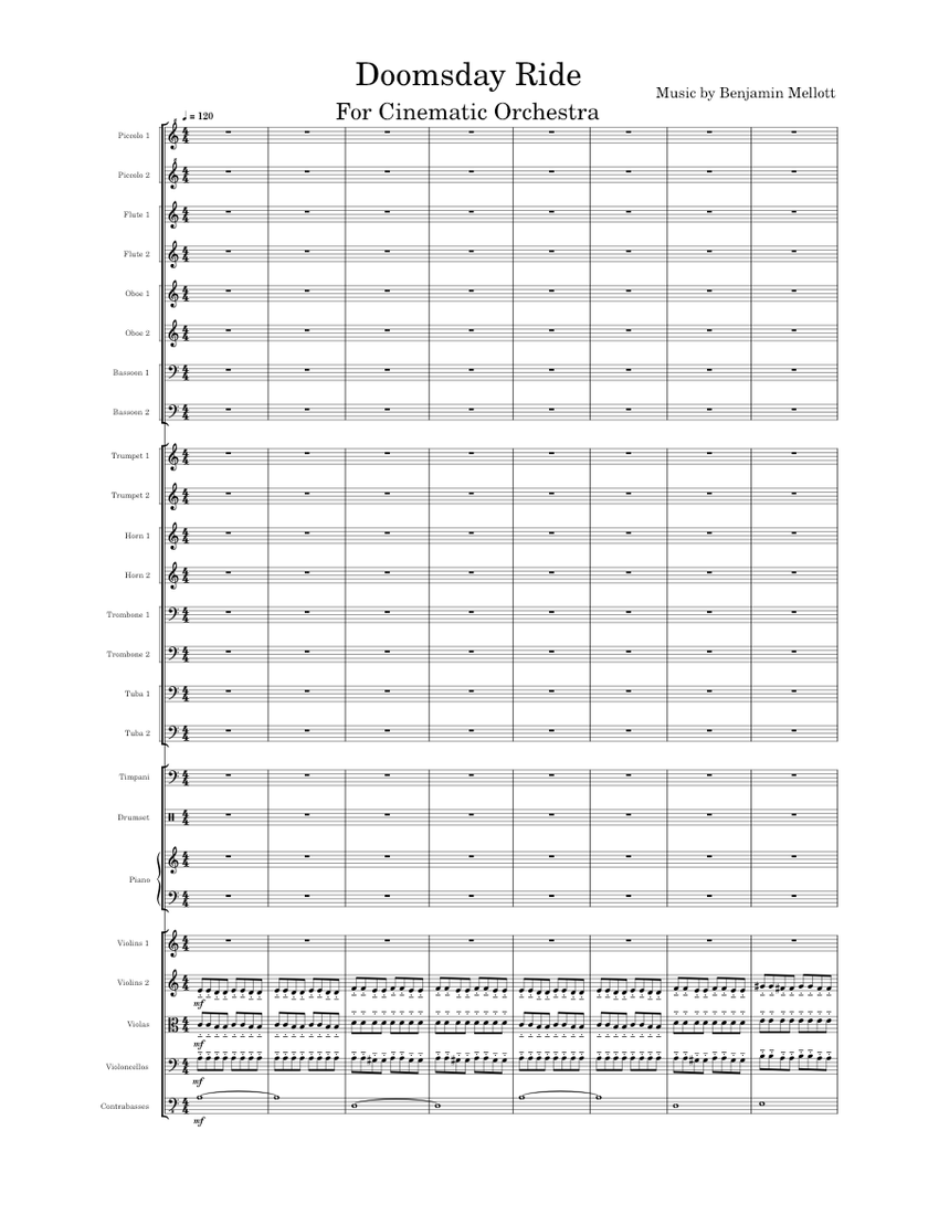 Doomsday Ride for Cinematic Orchestra by Benjamin Mellott Sheet Music ...