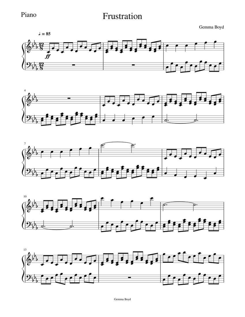 Frustration Sheet Music for Piano (Solo) | MuseScore.com