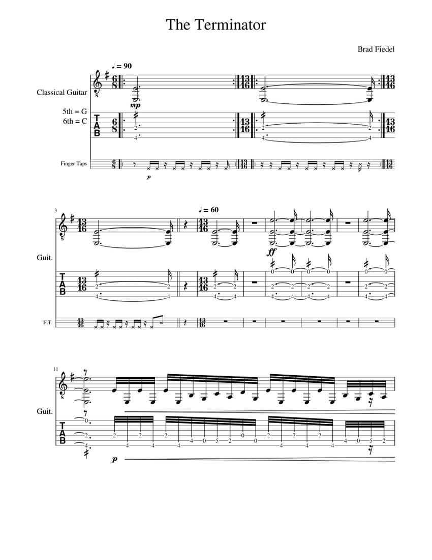 The Terminator (Classical Guitar) Sheet music for Timpani, Guitar (Solo ...
