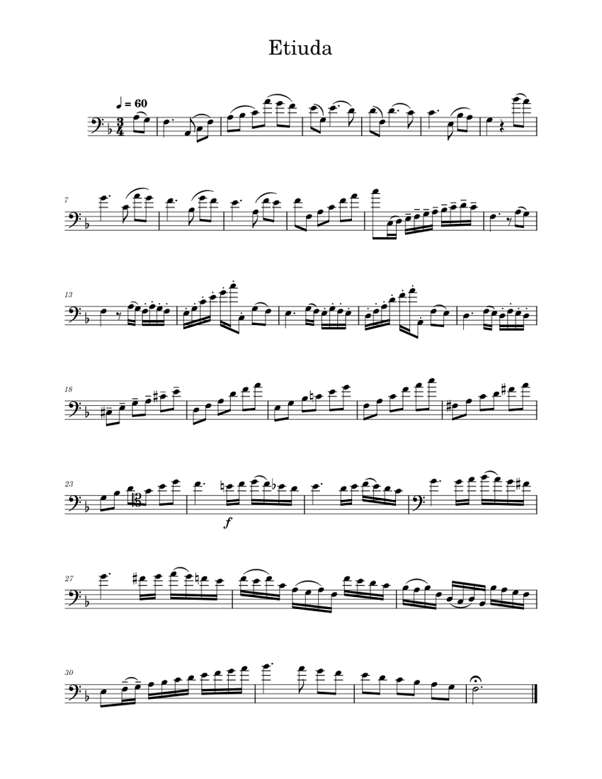Etiuda – Etiuda Etiuda Sheet music for Contrabass (Solo) | Musescore.com