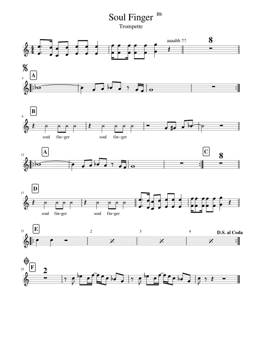 Soul Finger Trompette Sheet music for Trumpet in b-flat (Solo ...