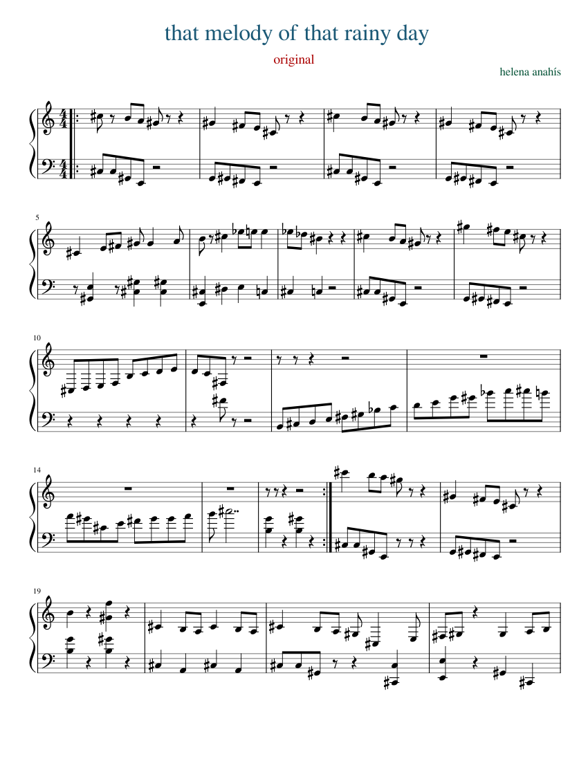 That melody of that rainy day|piano|original| Sheet music for Piano ...