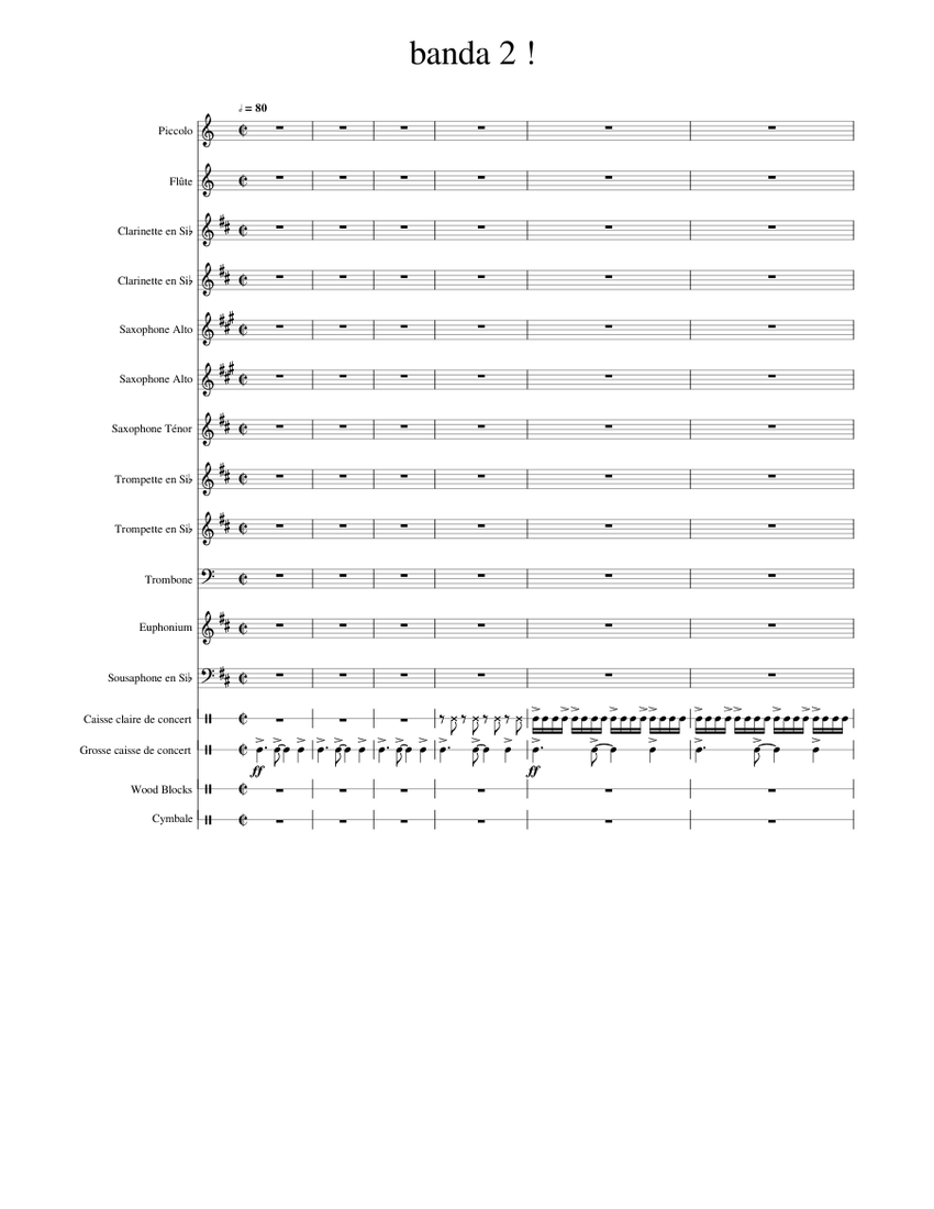 banda 2 ! Sheet music for Trombone, Euphonium, Flute piccolo, Flute ...