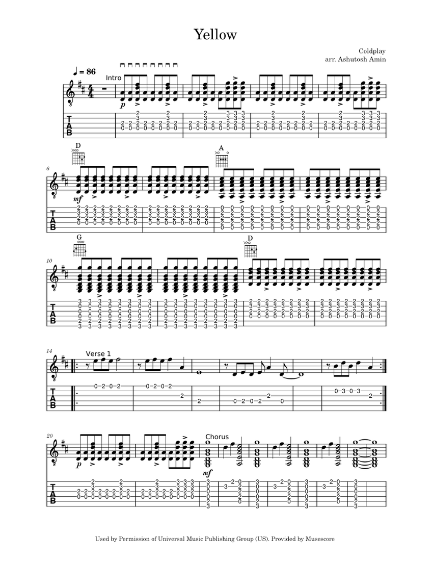 GTR87-M9 Yellow Sheet music for Guitar (Solo) | Musescore.com