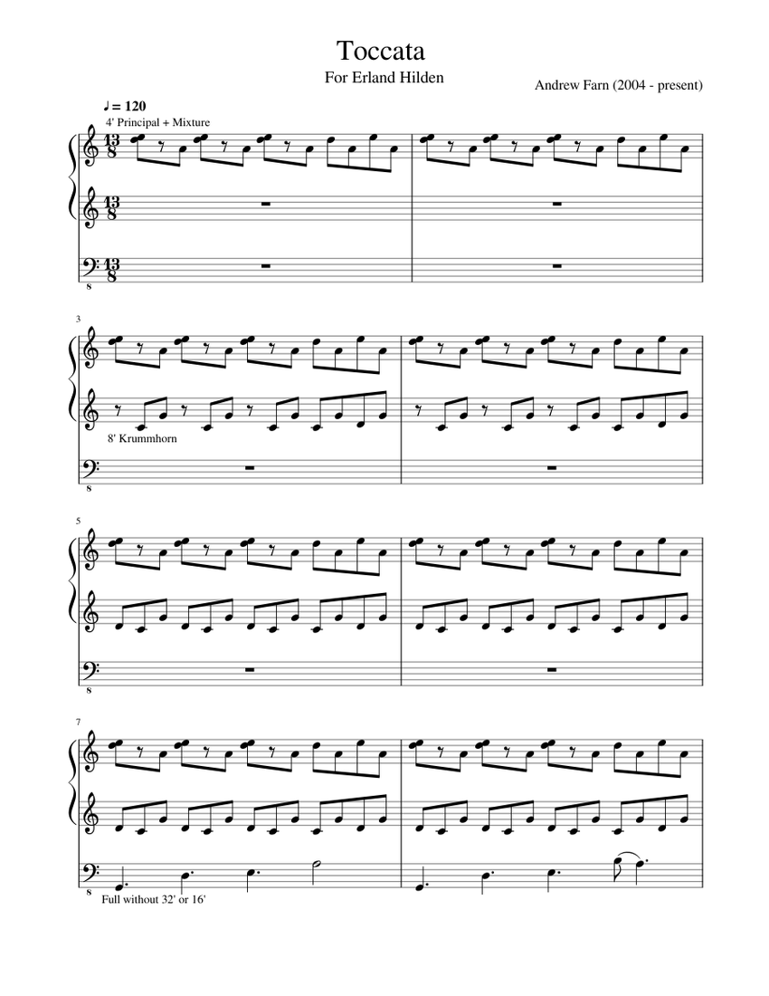 Toccata for Erland Hilden Sheet music for Organ (Solo) | Musescore.com