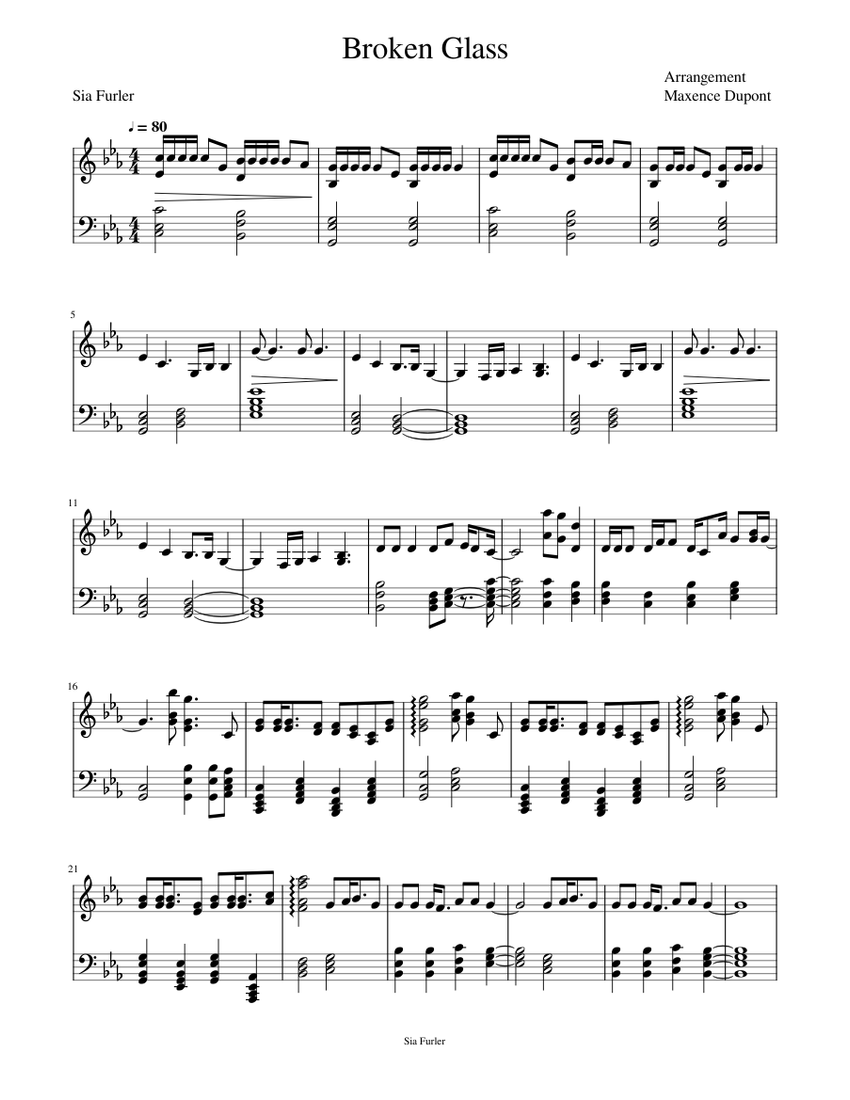 Broken Glass Sheet Music for Piano (Solo) | MuseScore.com