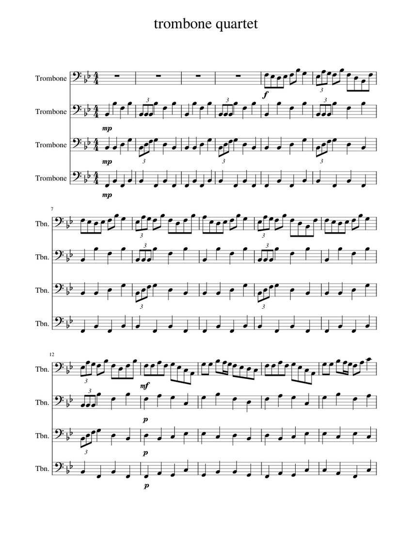 trombone_quartet Sheet music for Trombone (Mixed Quartet) | Musescore.com