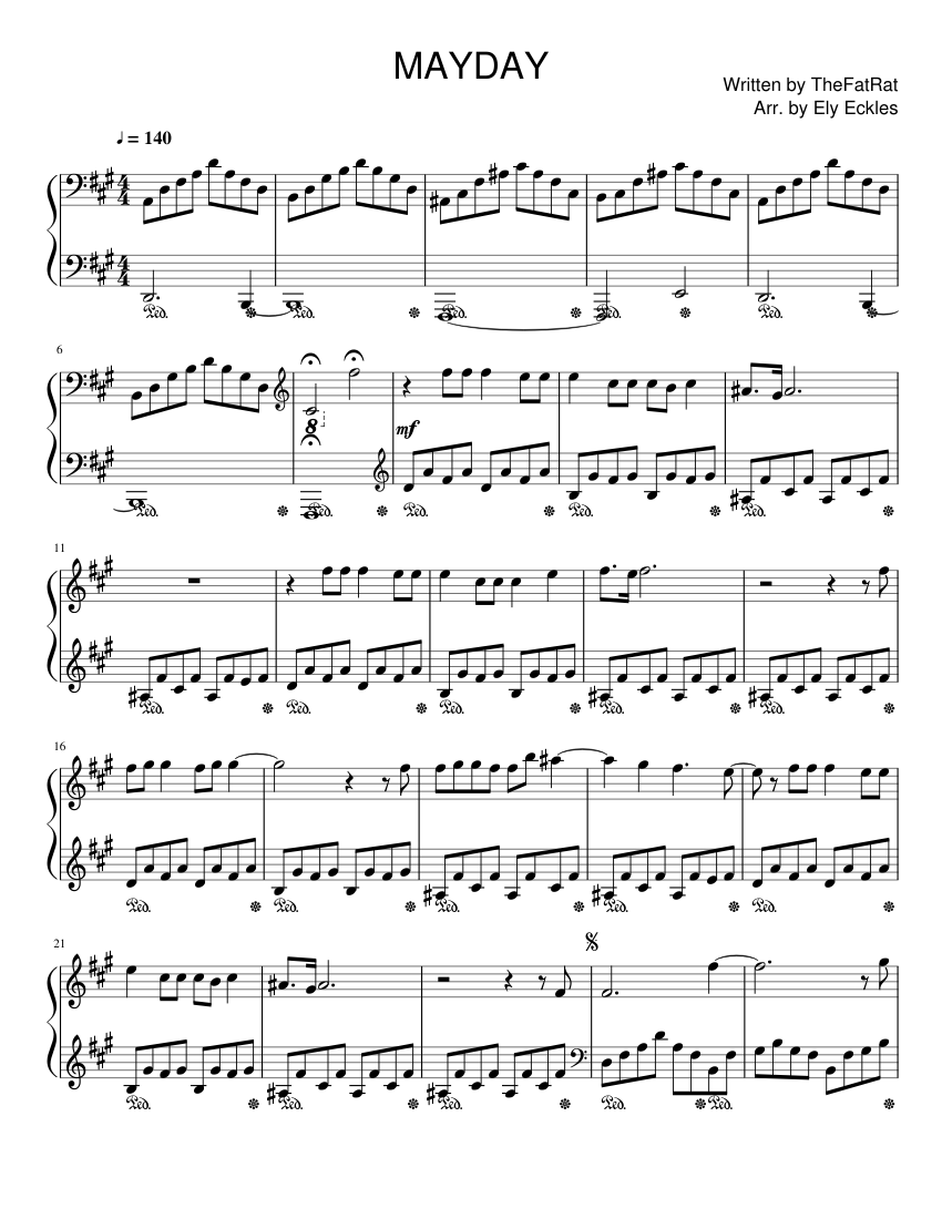 MAYDAY by TheFatRat (ft. Laura Brehm) - Piano Sheet Music for Piano ...