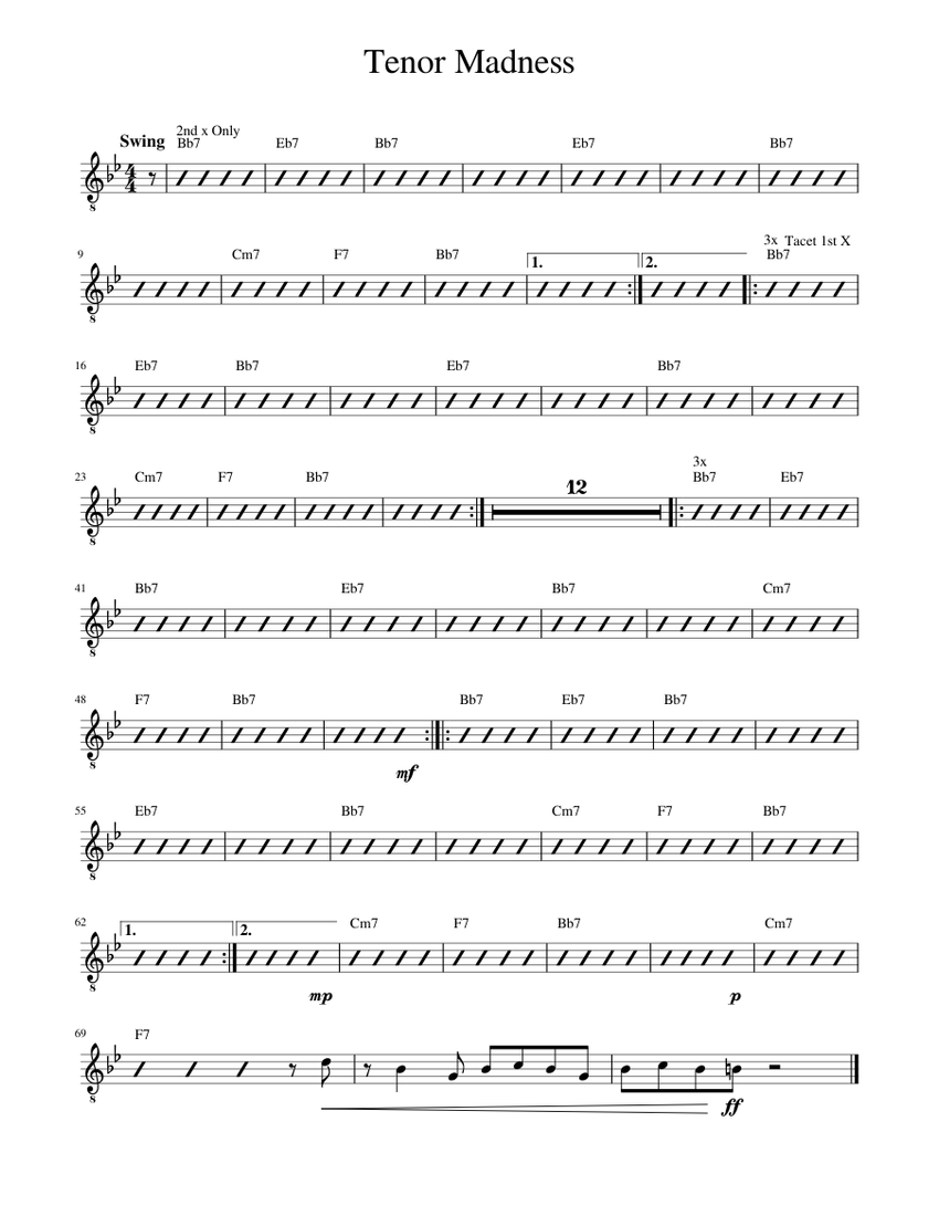 Tenor Madness - Guitar Sheet music for Guitar (Solo) | Musescore.com
