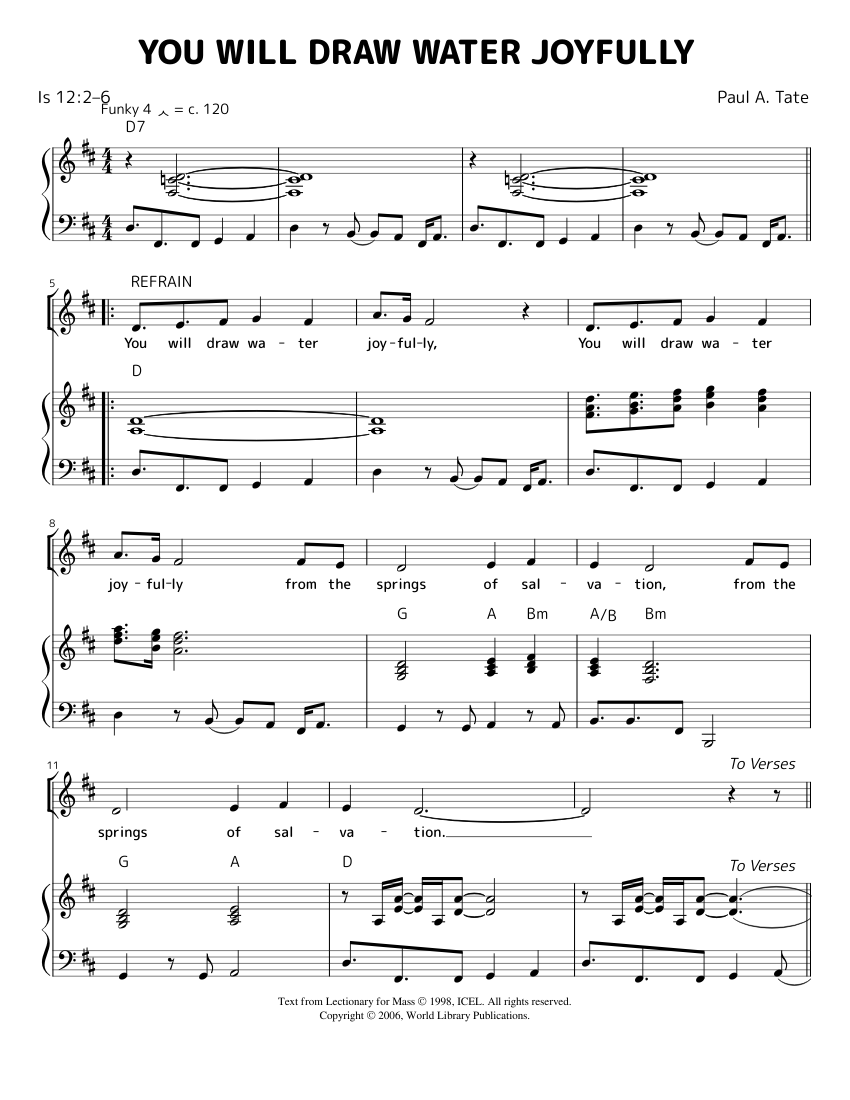 YOU WILL DRAW WATER JOYFULLY (Piano) Paul A. Tate Sheet Music with ...