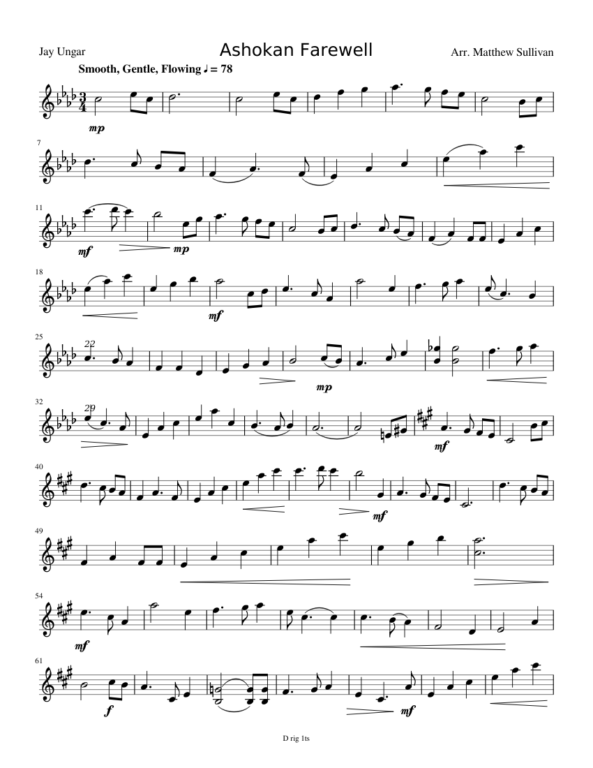 Ashokan Farewell Sheet Music for Vocals (Solo) | MuseScore.com