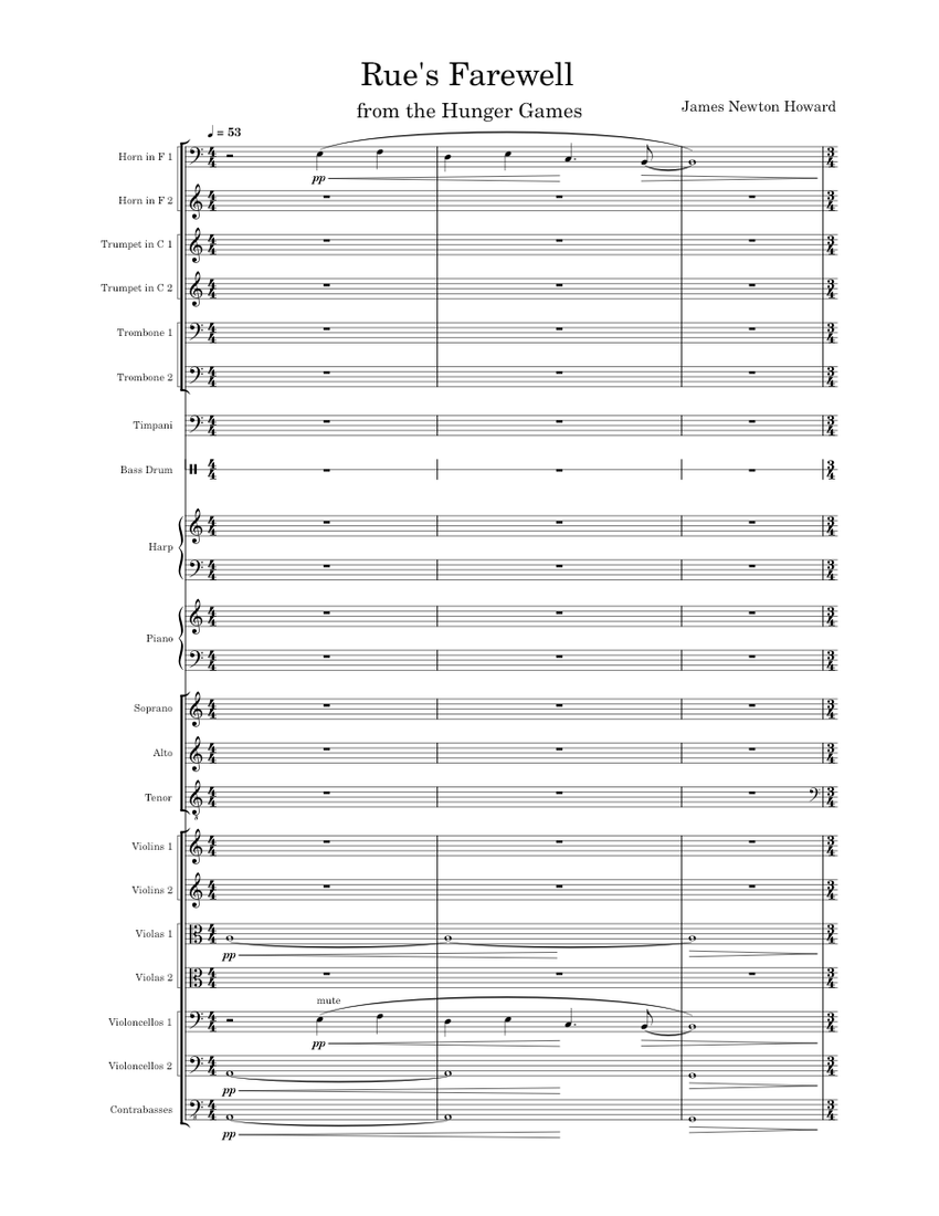 Rue's Farewell MUSESCORE 4 MUSE SOUNDS Sheet Music for Piano, Trombone ...