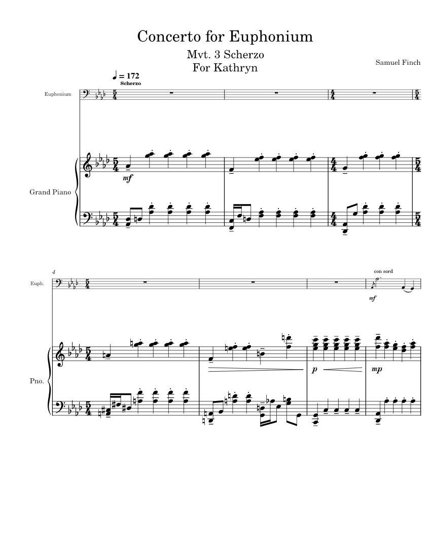 Concerto for Euphonium Mvt. 3 Final Sheet music for Piano, Euphonium ...