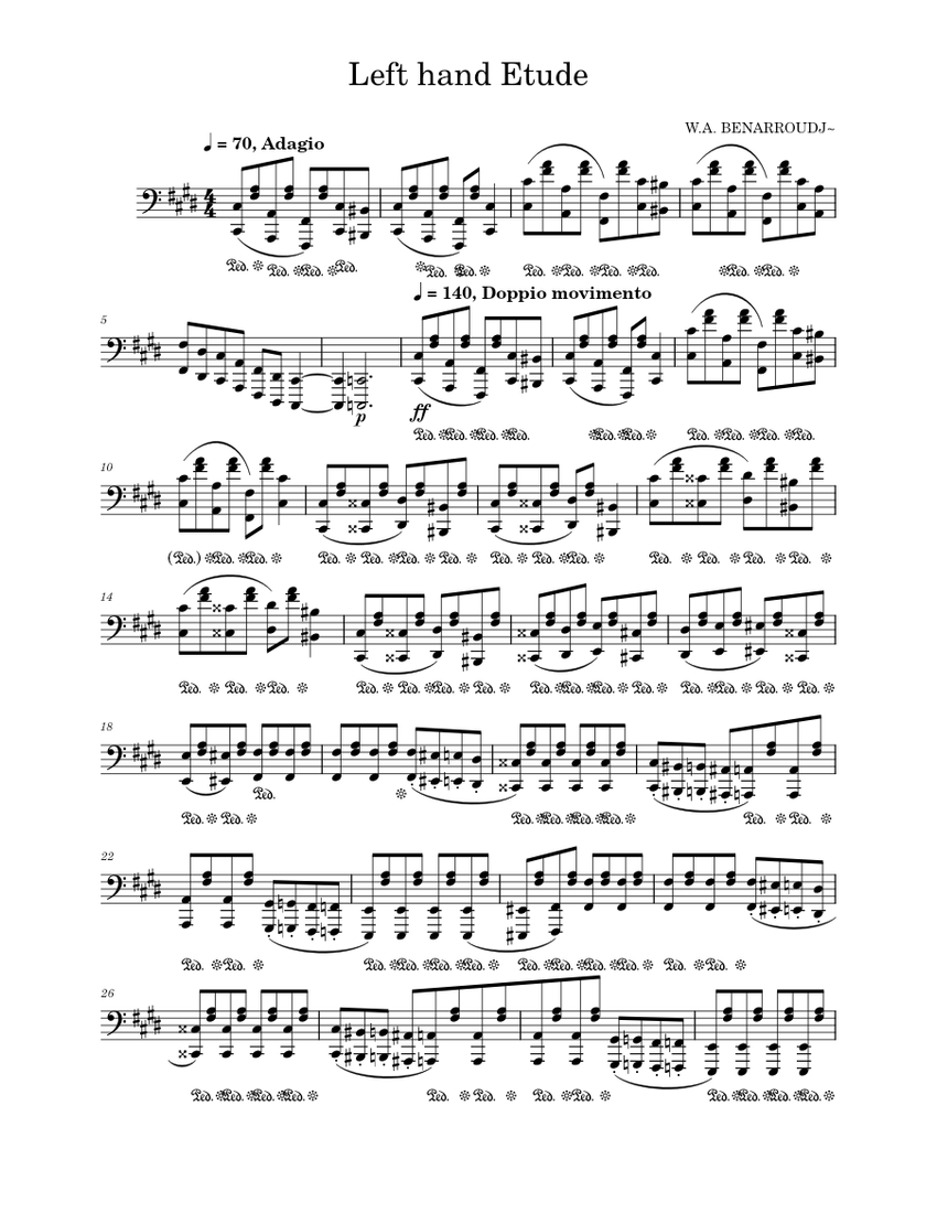 Etude Op 2 No 5 Left Hand Sheet Music For Piano Solo Easy