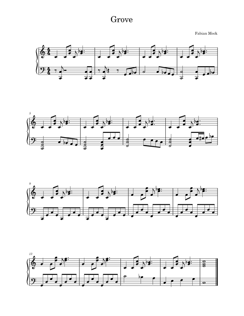 Grove Sheet Music for Piano (Solo) Easy | MuseScore.com