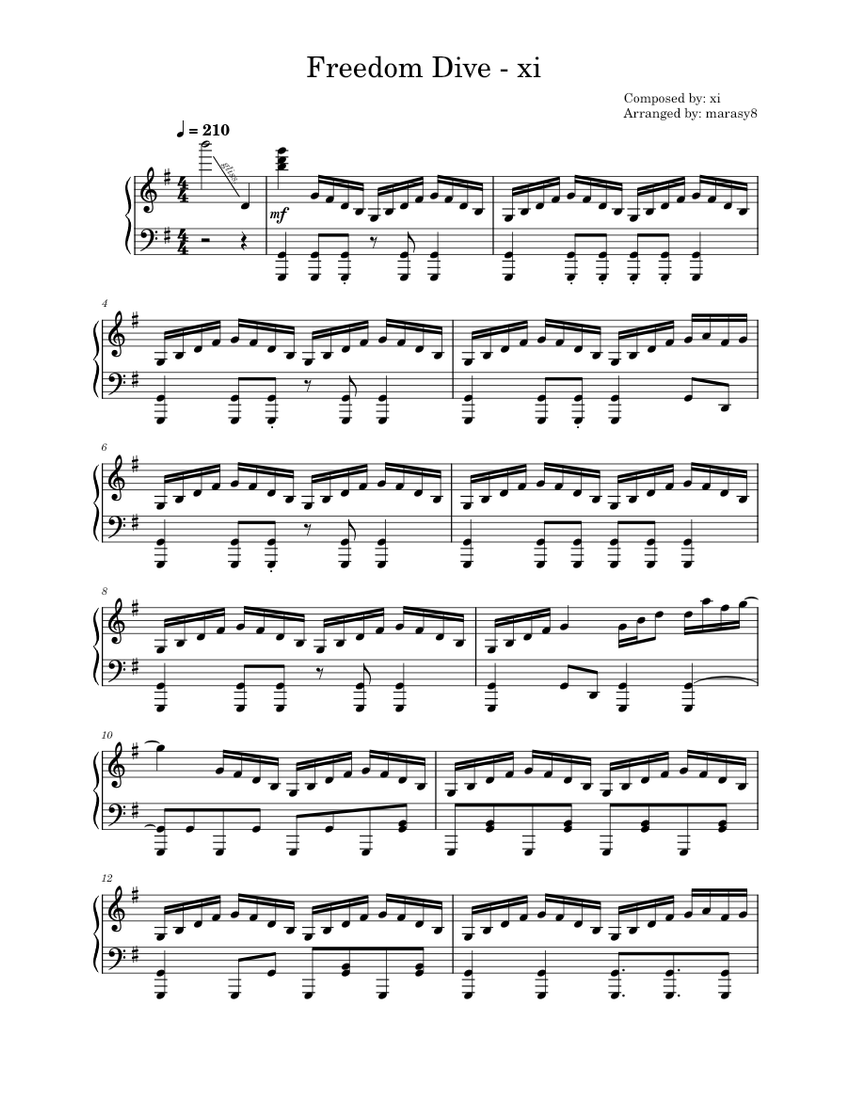 Freedom Dive - xi Sheet Music for Piano (Solo) | MuseScore.com