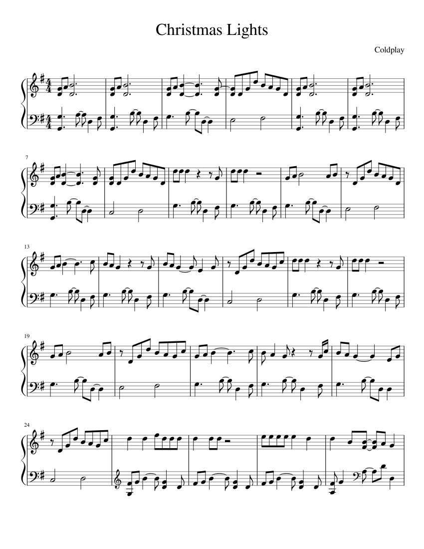 Christmas Lights Sheet Music for Piano (Solo) | MuseScore.com