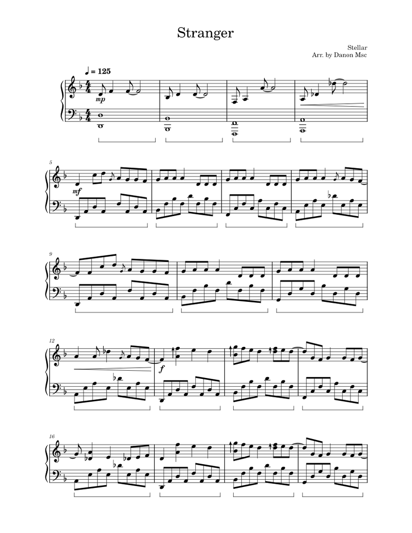 Stranger – Stellar (Full Piano Cover) Sheet Music for Piano (Solo ...