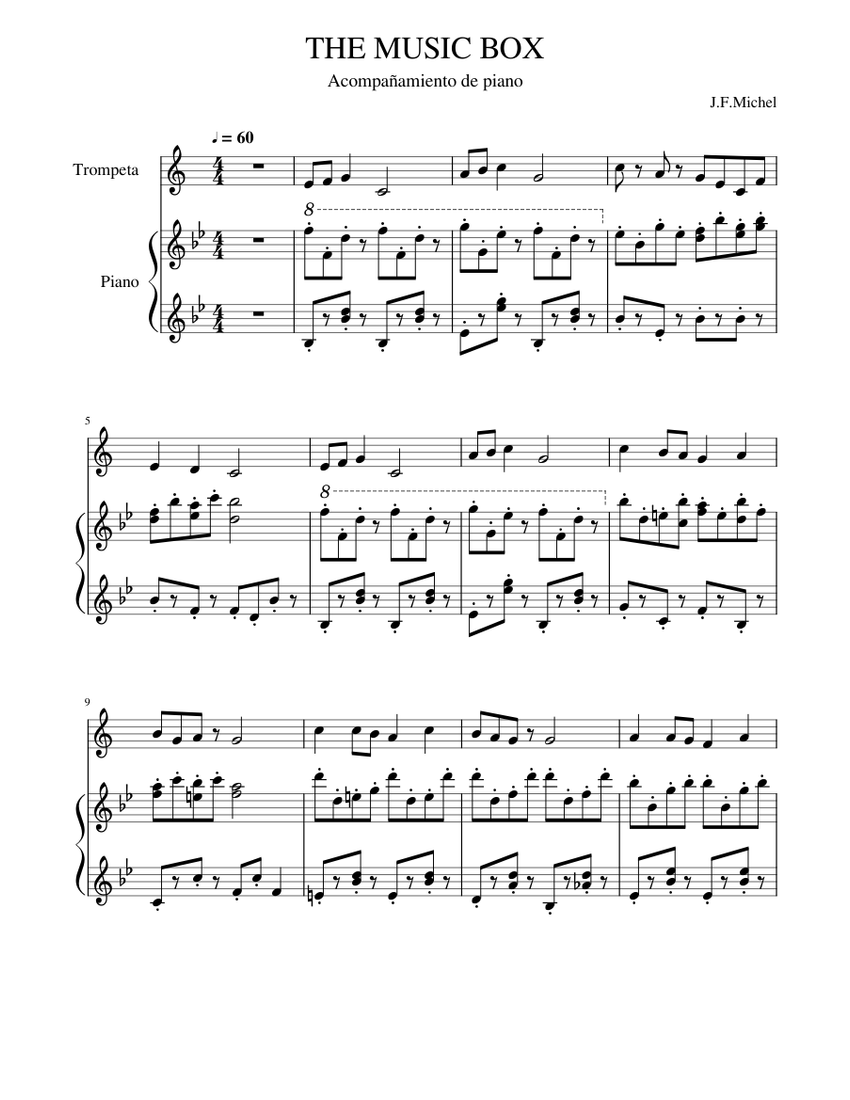 THE_MUSIC_BOX Sheet music for Piano, Trumpet in b-flat (Solo ...