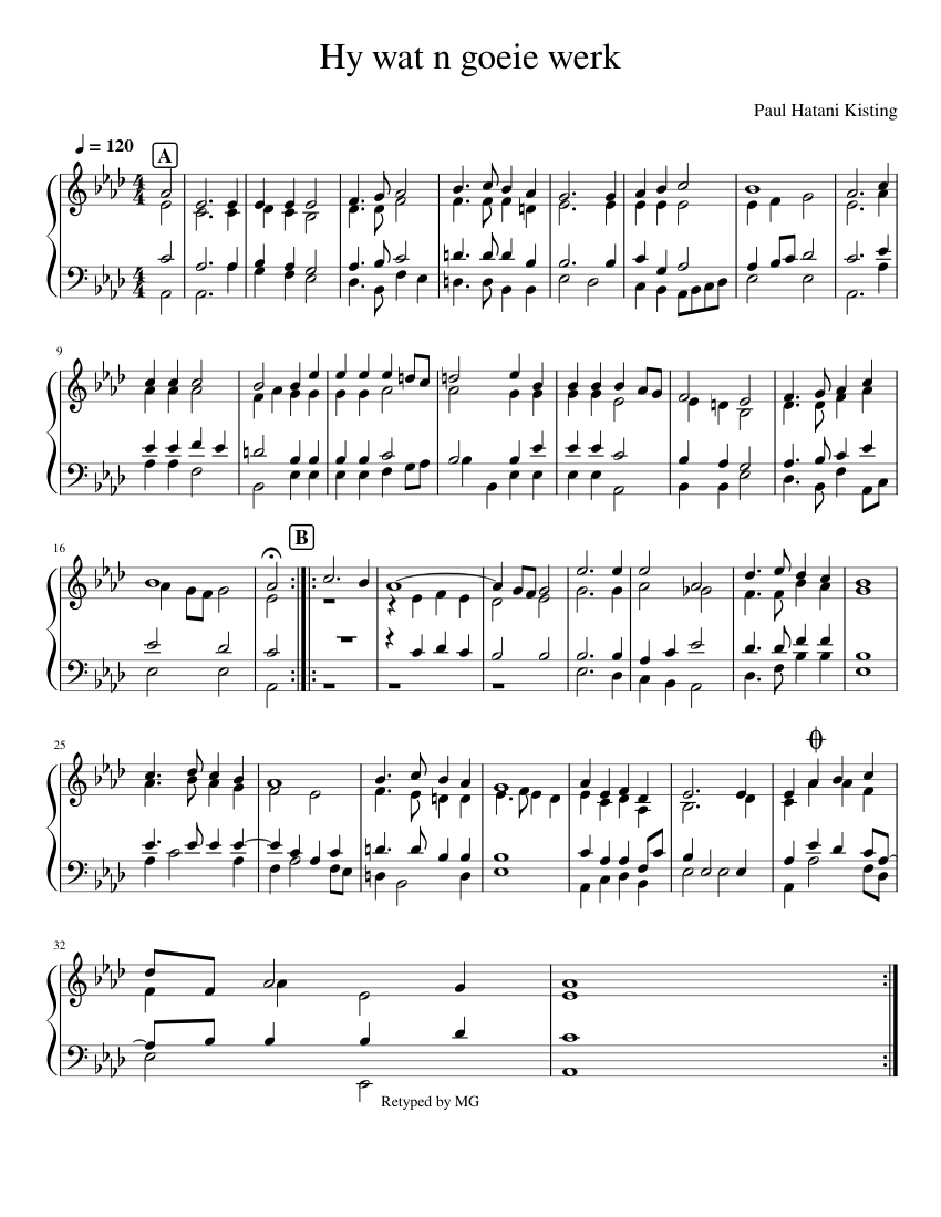 Hy wat n goeie werk Sheet music for Piano (Solo) | Musescore.com