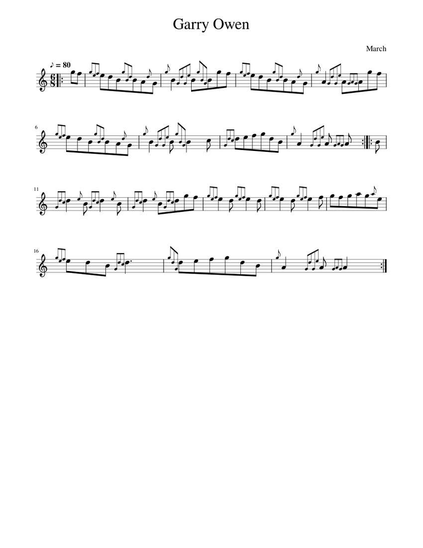 March - Garry Owen Sheet Music for Piano (Solo) Easy | MuseScore.com