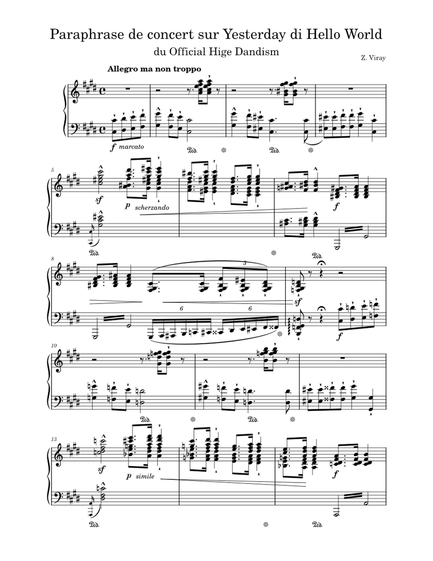 Concert Paraphrase on Yesterday from Hello World Sheet music for Piano ...
