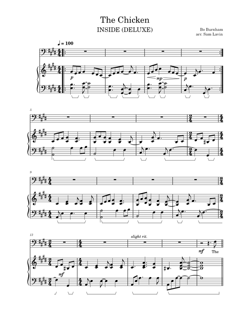 The Chicken – Bo Burnham Sheet music for Piano, Vocals (Piano-Voice ...