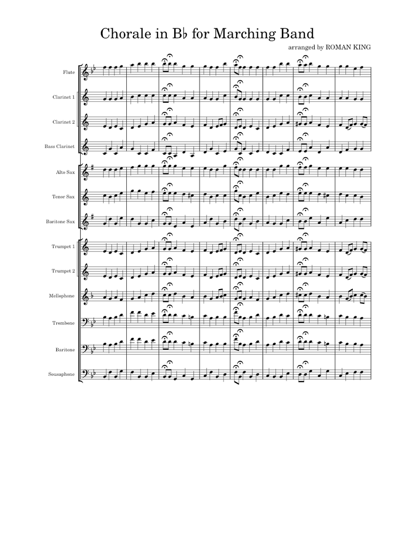Chorale in B♭ for Marching Band - arr. Roman King Sheet music for ...