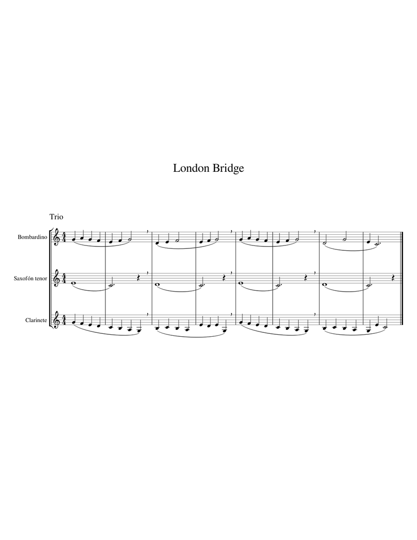 London_Bridge Sheet music for Clarinet in b-flat, Saxophone tenor ...