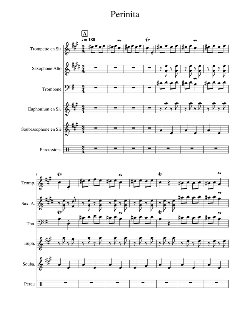 Perinita Sheet music for Trombone, Euphonium, Saxophone alto, Trumpet ...