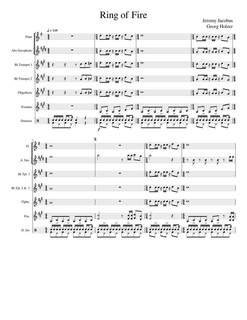 Ring of fire – Johnny Cash Rising-StoneBrass Sheet music for Trombone ...