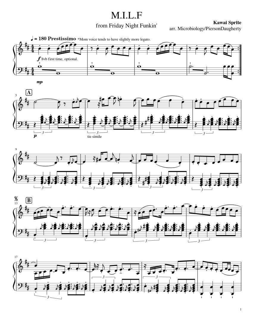 M.I.L.F. - Friday Night Funkin Sheet Music for Piano (Solo) | MuseScore.com