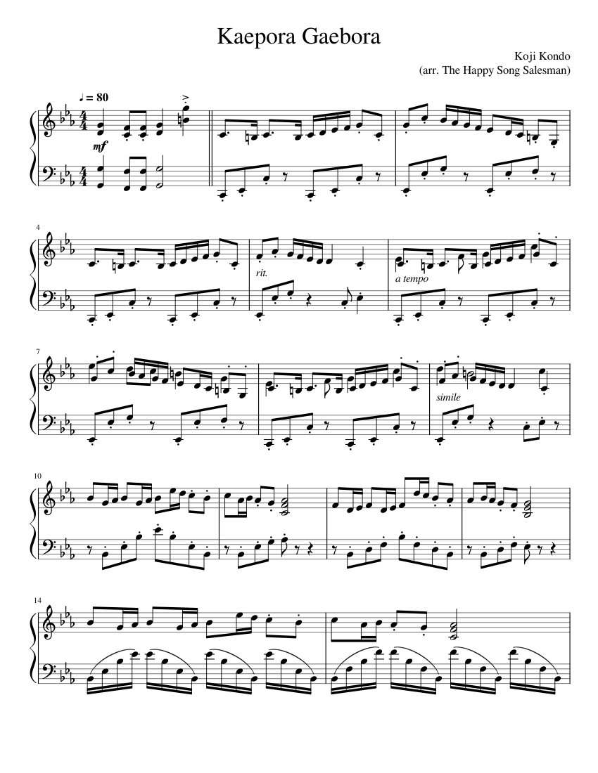 Kaepora Gaebora's Theme Sheet Music for Piano (Solo) | MuseScore.com