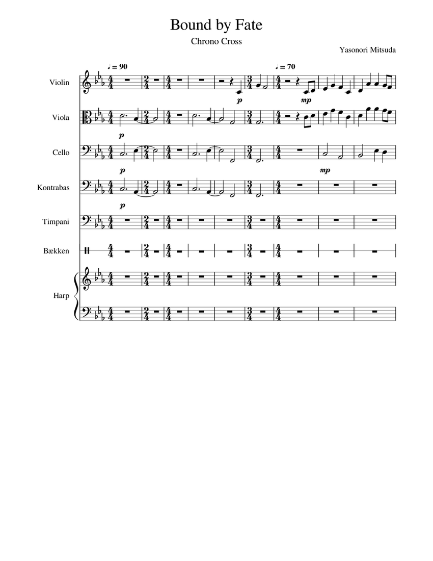 Bound by Fate Sheet Music for Contrabass, Timpani, Crash, Violin & more ...