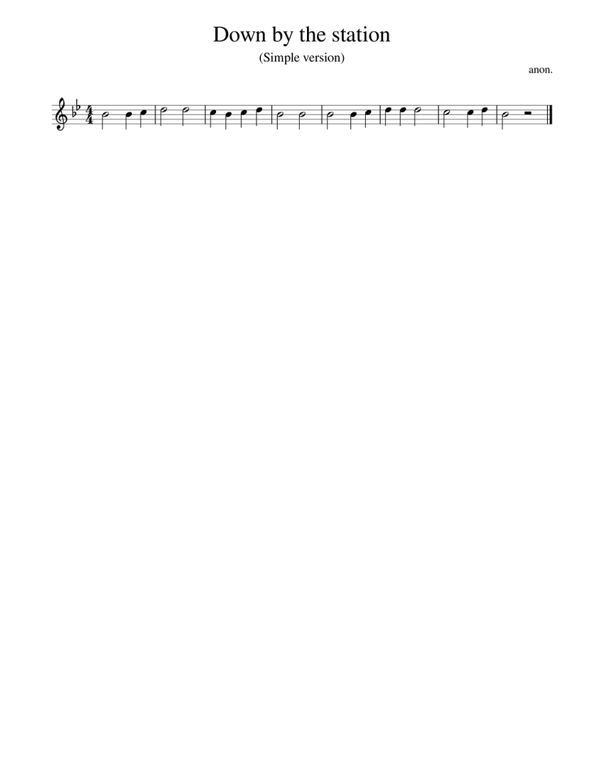 Down by the station Sheet music for Piano (Solo) Easy | Musescore.com
