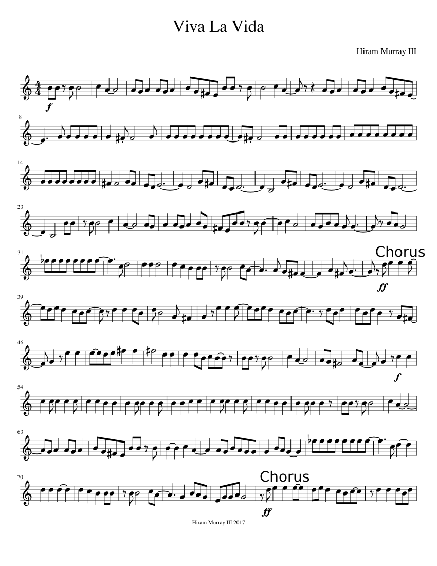 Viva La Vida (Coldplay) Sheet Music for Violin (Solo) | MuseScore.com