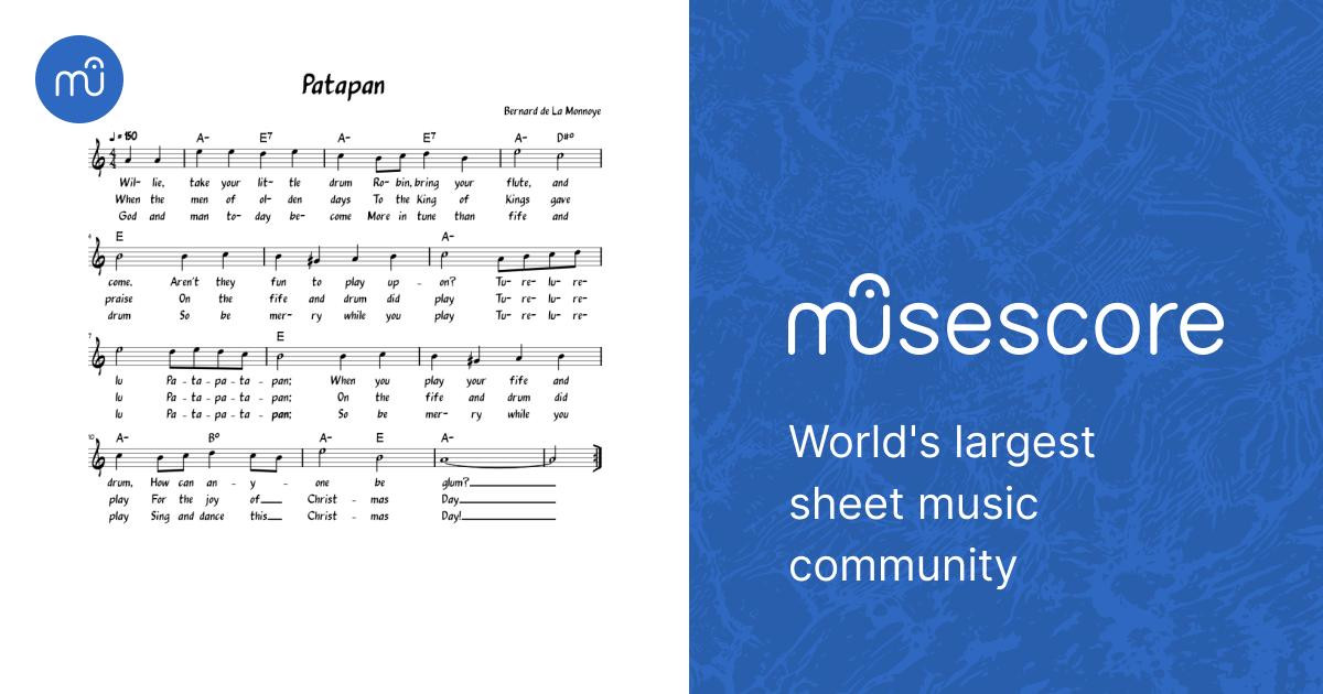 Patapan (AKA Pat-a-Pan) (Lead sheet with lyrics ) Sheet Music with ...