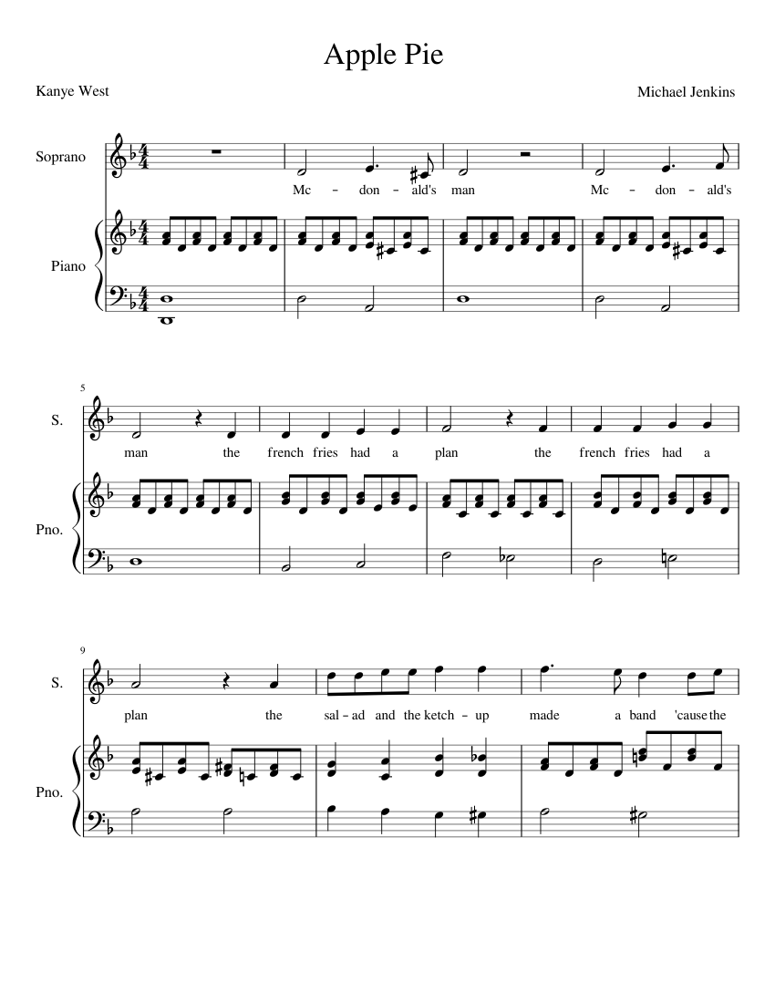 apple pie Sheet Music for Piano, Soprano (Piano-Voice) | MuseScore.com