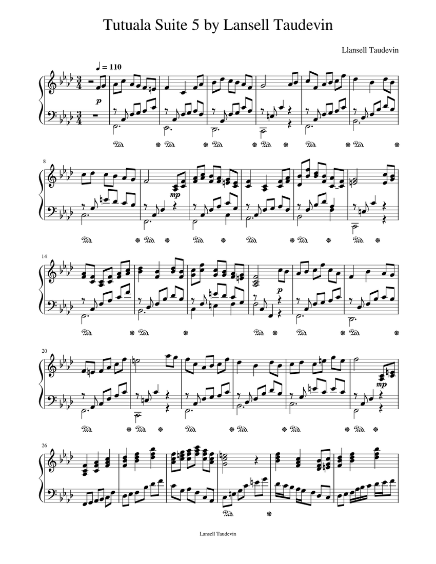 Tutuala Suite 5 by Lansell Taudevin - piano tutorial