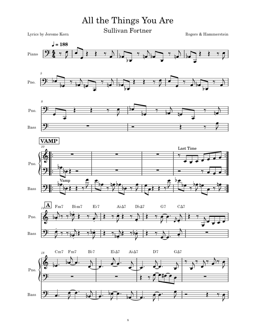 All the Things You Are - Sullivan Fortner Sheet music for Piano, Bass ...
