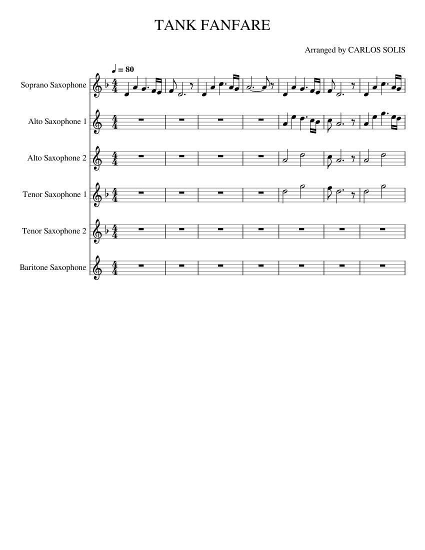 TANK FANFARE by CARLIT0CHURRIT0 Sheet music for Saxophone alto ...