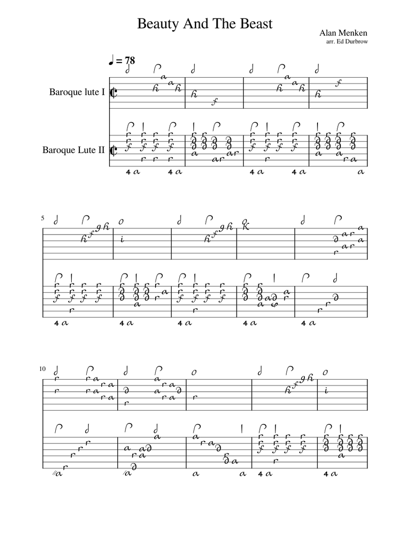 Beauty and the Beast – Alan Menken Beauty and the Beast – Baroque lute ...