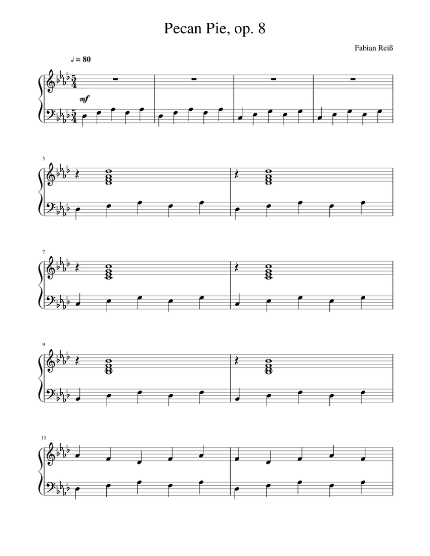 Pecan Pie, op. 8 Sheet music for Piano (Solo) Easy | Musescore.com