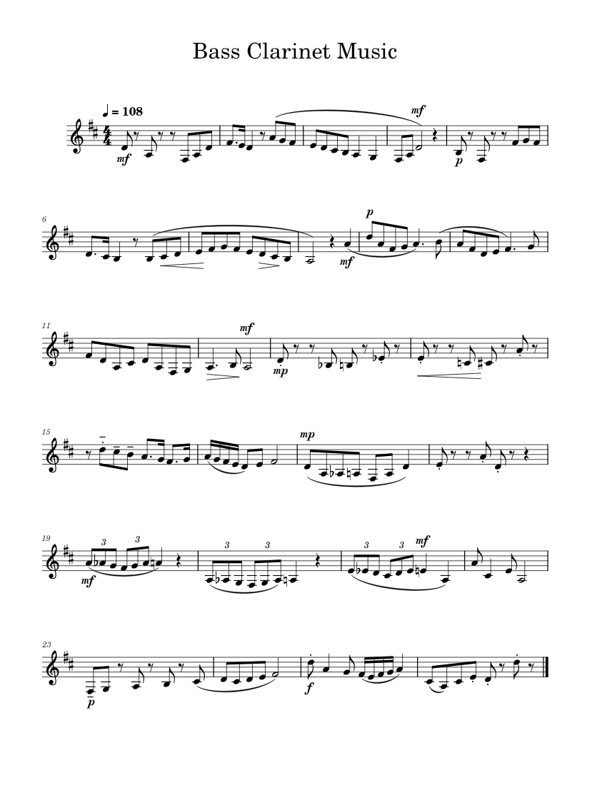 Bass_Clarinet_Music Sheet music for Clarinet bass (Solo) | Musescore.com