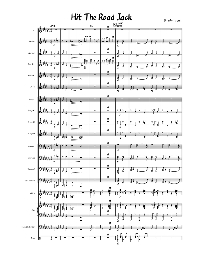 Hit the road jack – Ray Charles Hit The Road Jack Sheet music for Piano, Trombone, Trombone bass ...