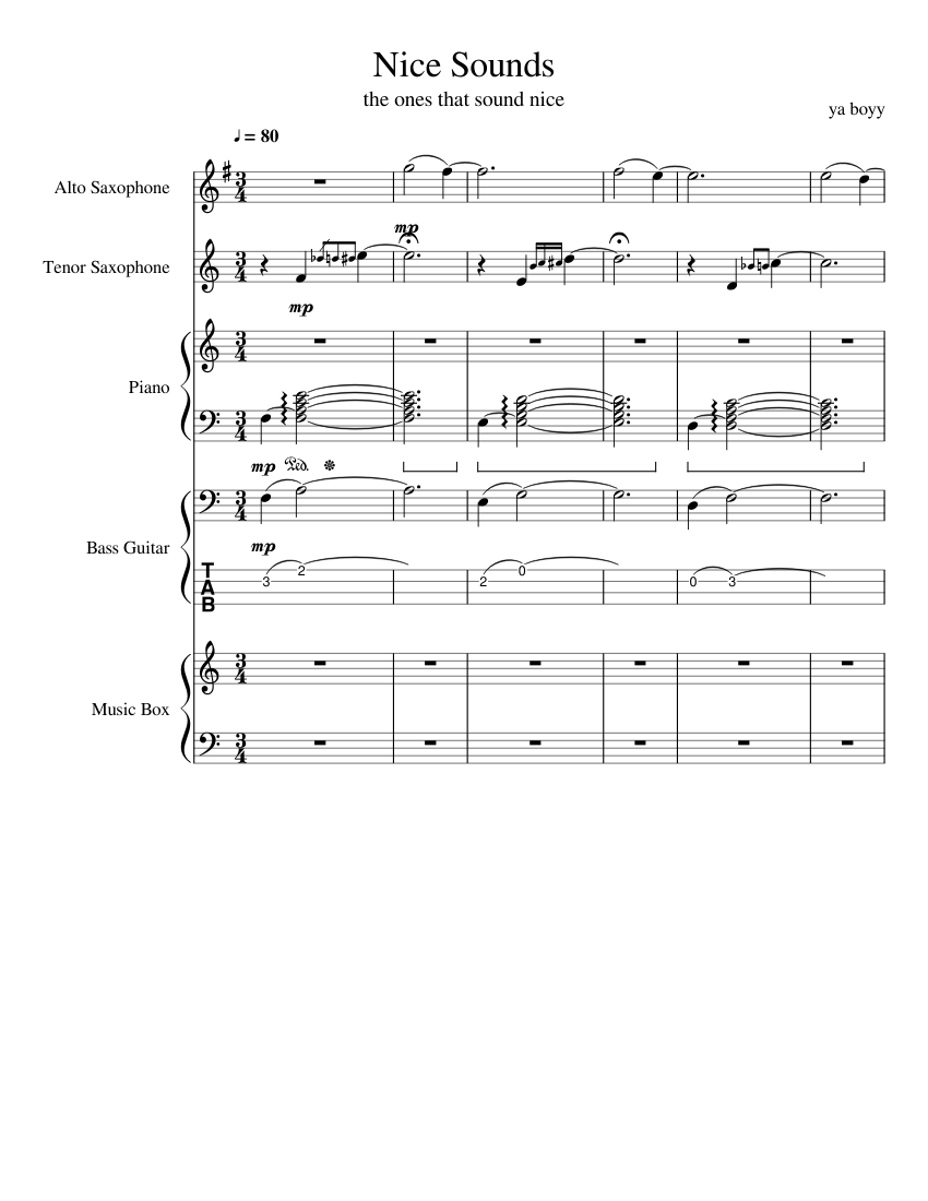Nice Sounds Sheet music for Piano, Celesta, Saxophone alto, Saxophone ...