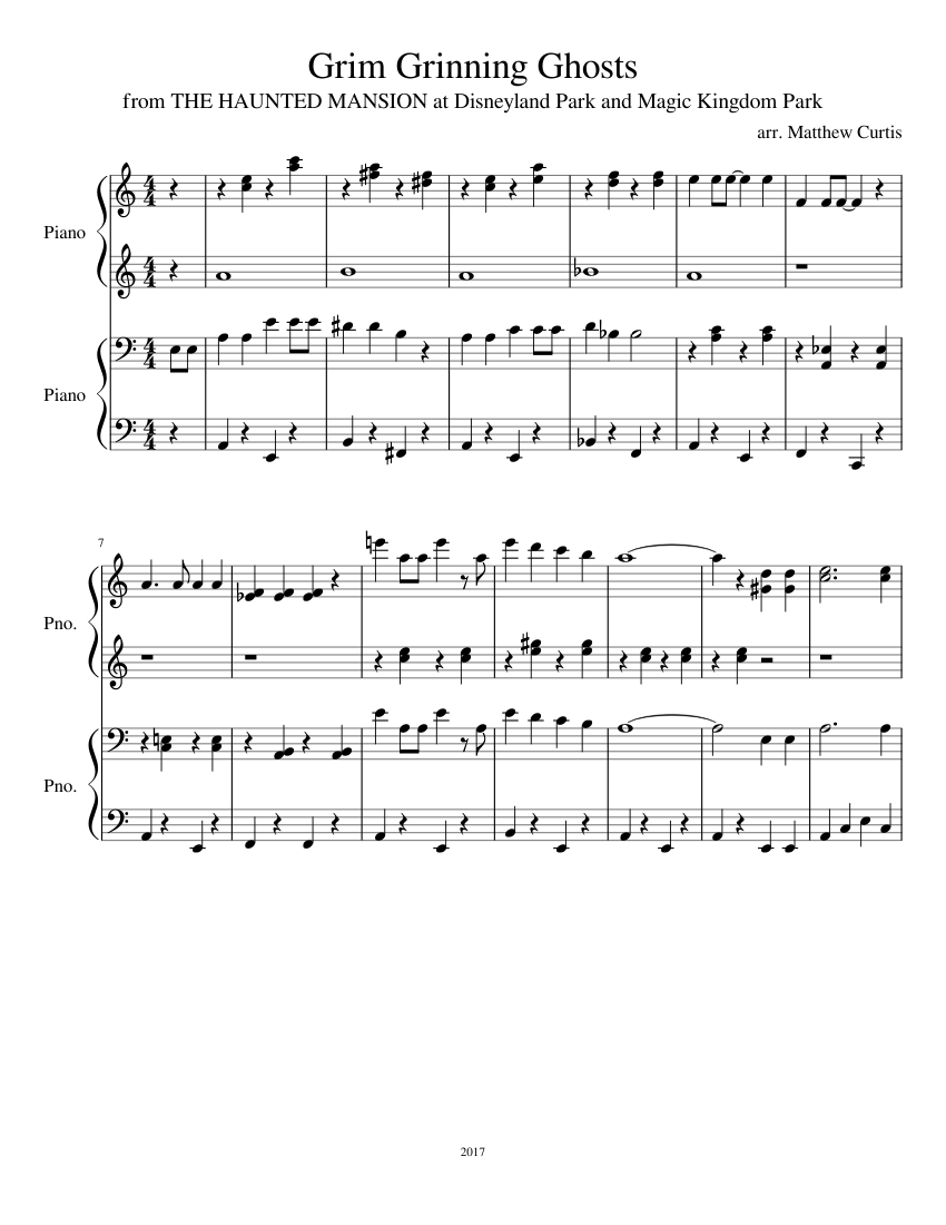 Grim Grinning Ghosts Sheet Music for Piano (Piano Duo) | MuseScore.com