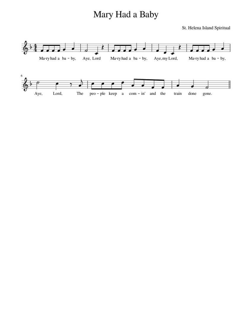 Mary Had a Baby Sheet Music for Piano (Solo) easy | MuseScore.com