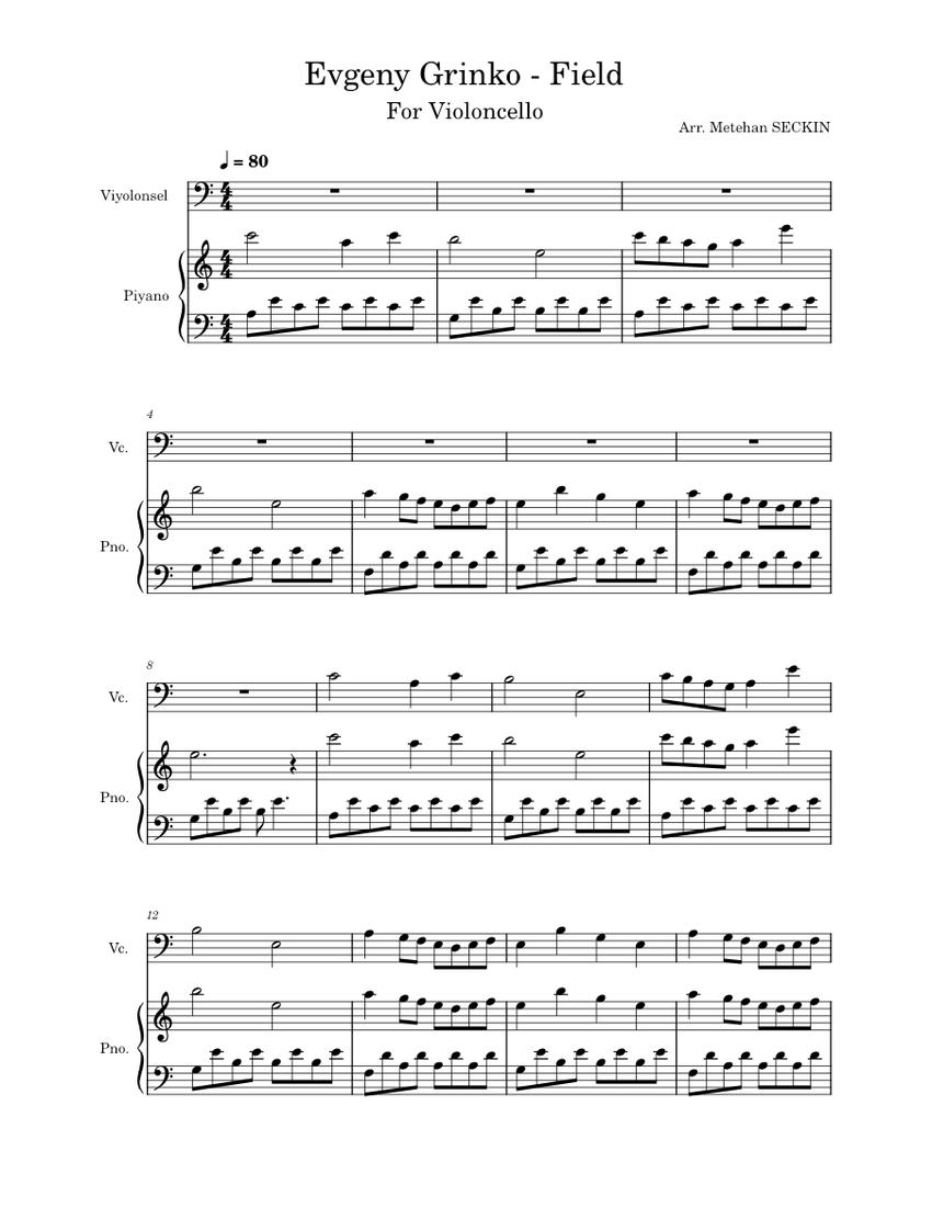 Field - Evgeny Grinko - piano tutorial